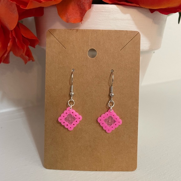 Hand Crafted | Jewelry | Perler Bead Square Earrings | Poshmark